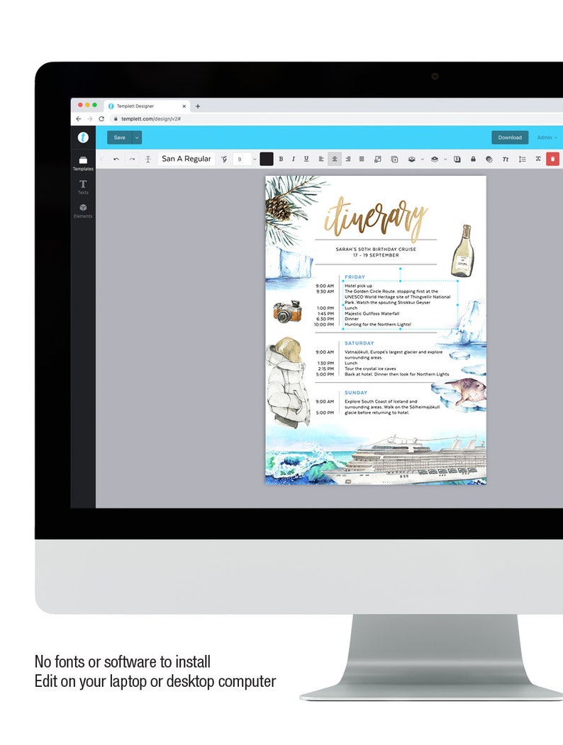 Itinerary Template Arctic Schedule Cruise Trip Planner - Etsy