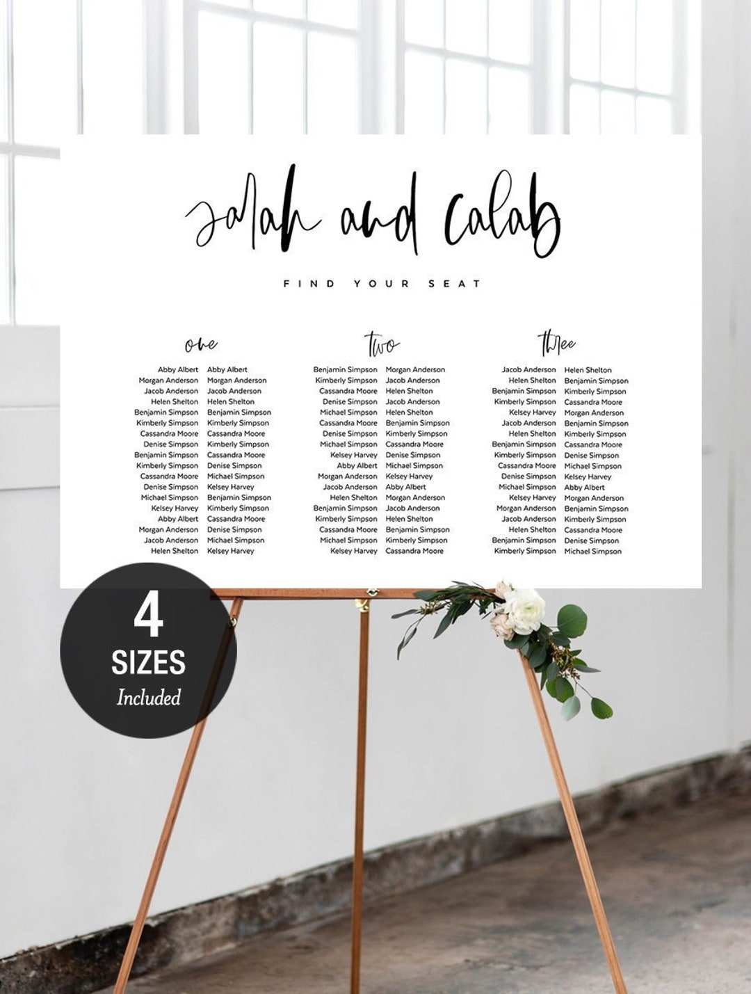 Seating Chart Long Tables, Banquet Plan, Black & White, Modern Wedding ...
