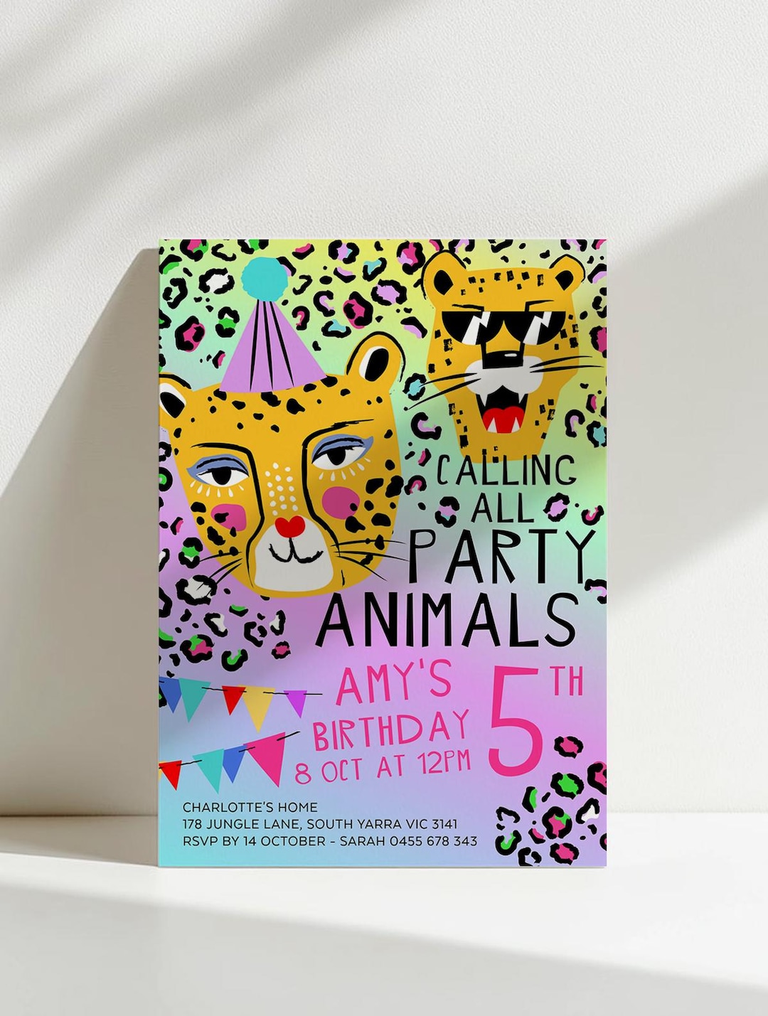 Party Animal Invite, Cheetah Birthday Invitation, Kids Birthday ...