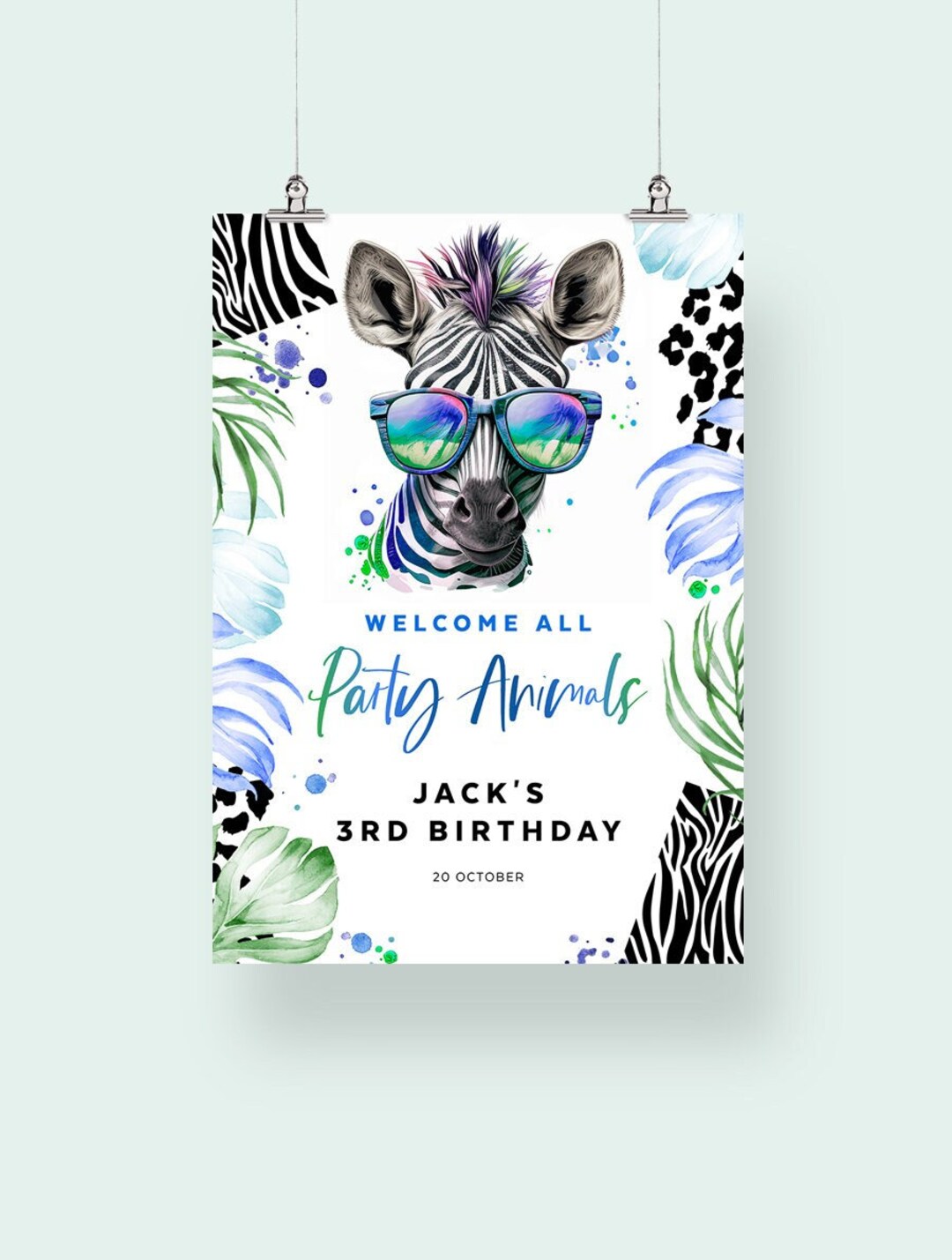 Welcome Sign Poster, Calling All Party Animals, Kids Birthday Banner ...