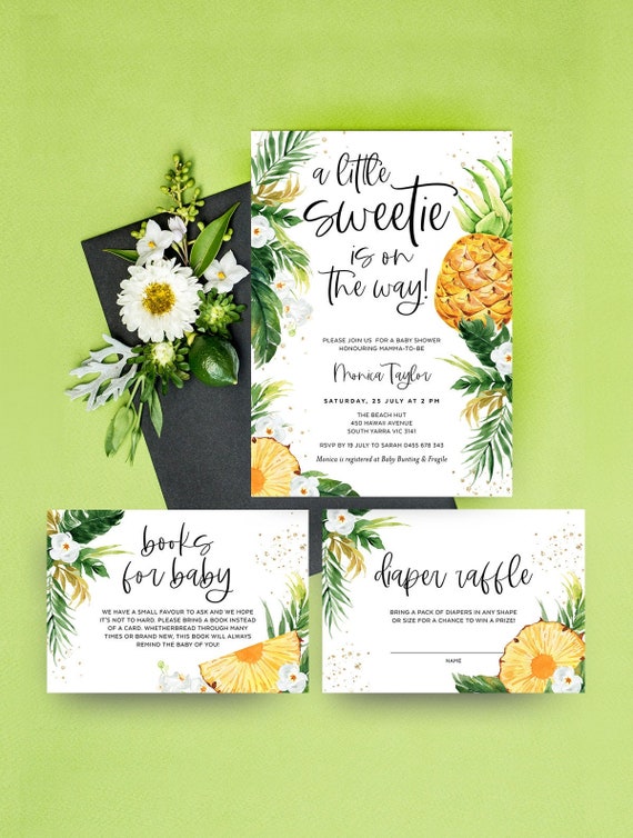 Sweet as A Pineapple Baby Shower Invitation Tropical Palm | Etsy