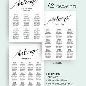 12 Editable Templates, Modern Seating Chart, Simple Table Plan Card, 4 ...
