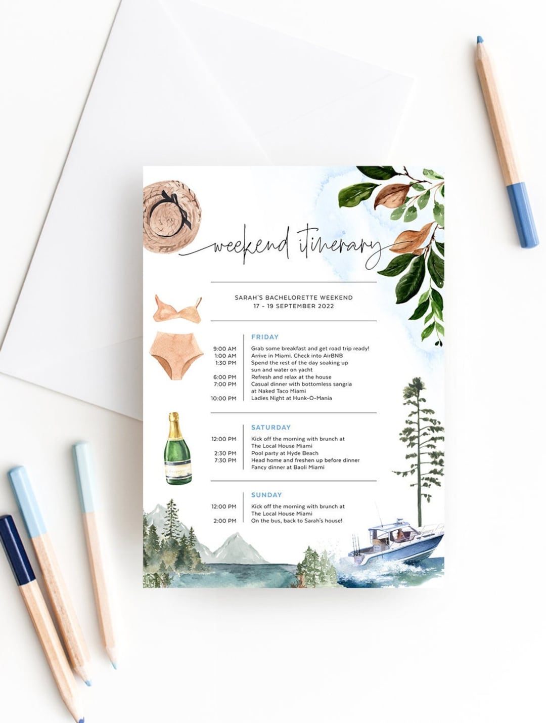 Lake Itinerary Template, Vacation, Boat Party, Cruise, Girls Trip ...