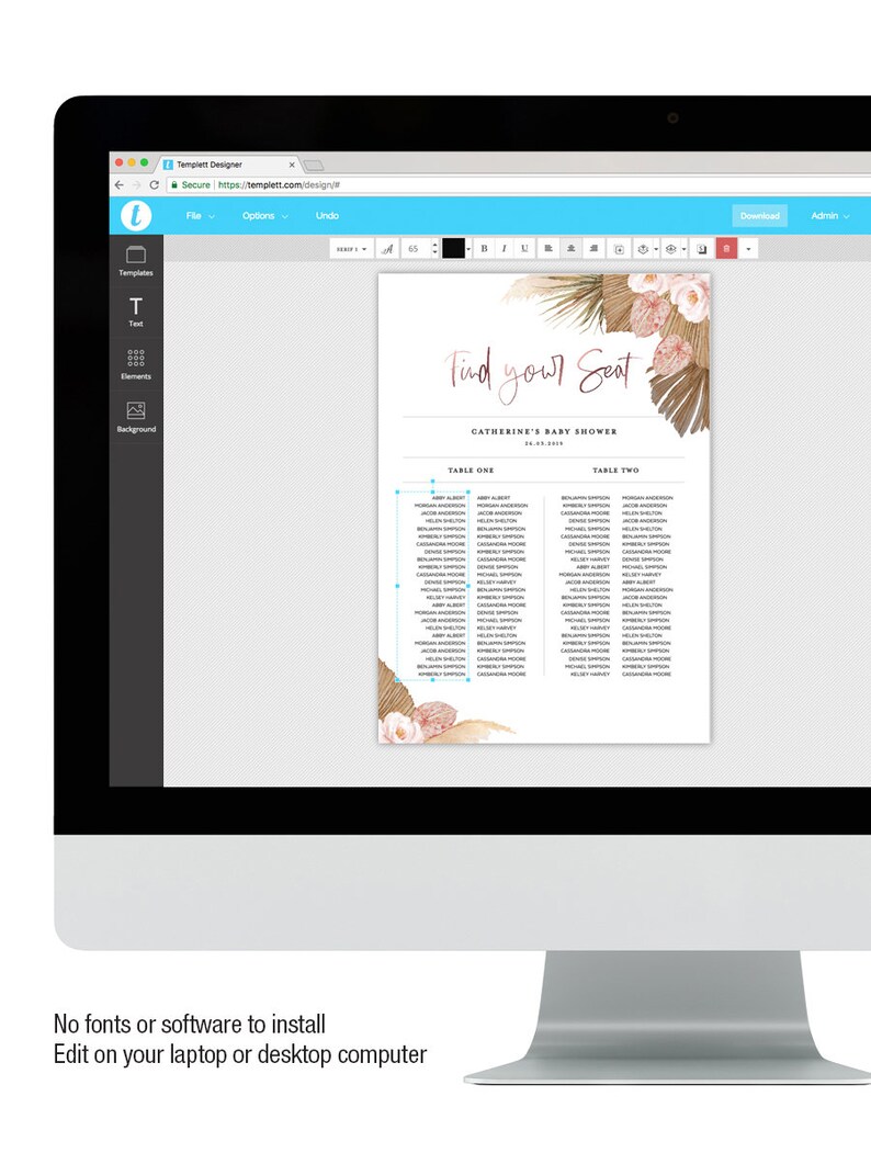 Seating Chart Long Tables Large Banquet Plan Portrait & | Etsy