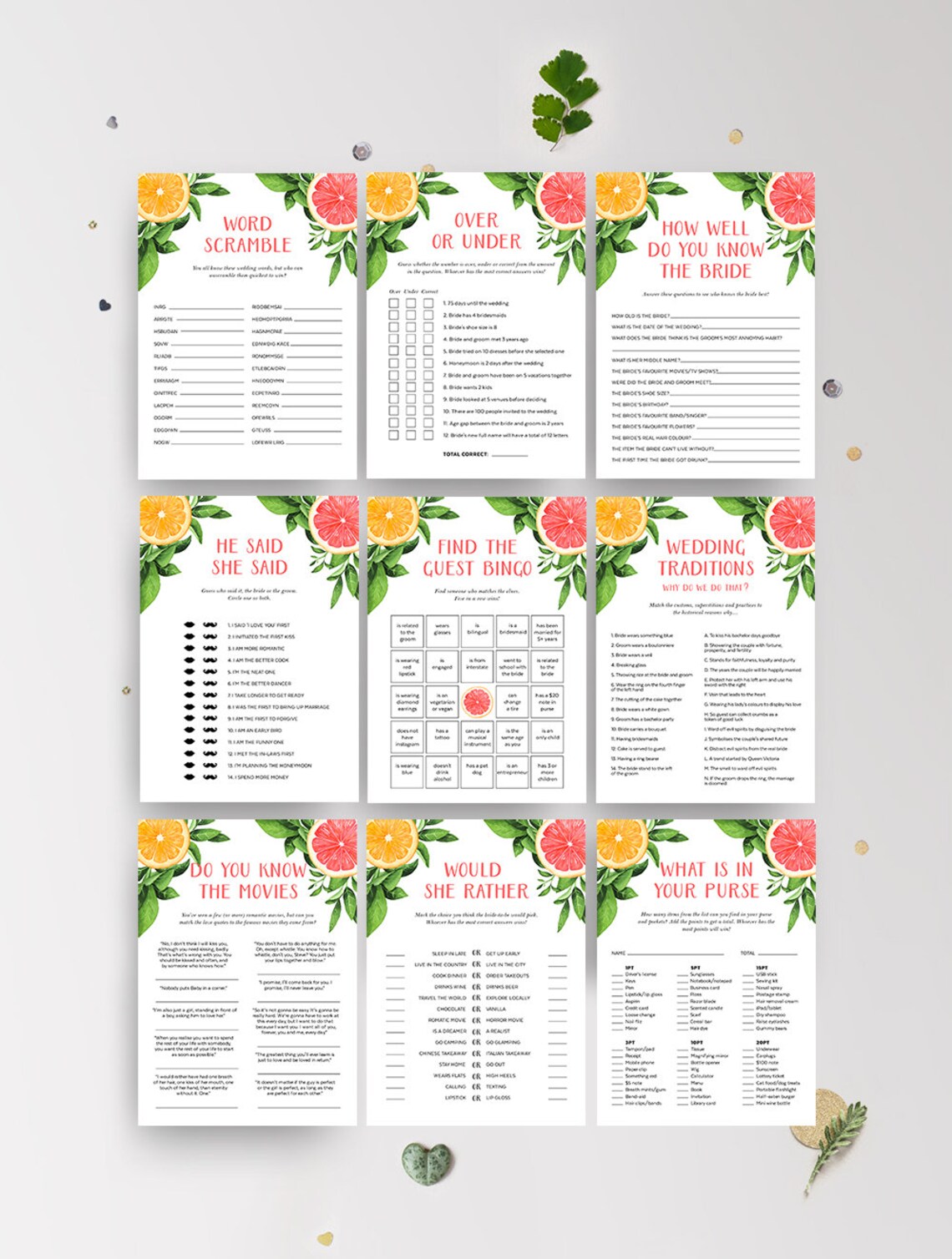 9 Games Bridal Shower Activities Bachelorette Party Hens - Etsy