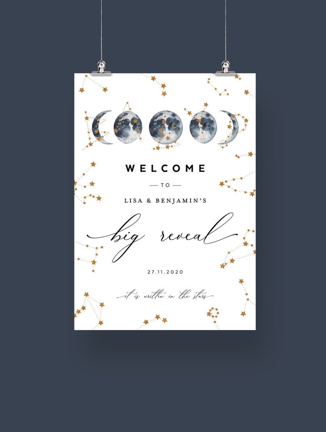 Welcome Party Board, Moon Wedding Sign, Celestial Baby Shower Poster ...