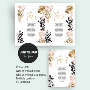 Seating Chart, Table Plan Card, Safari, Cheetah Print, Tropical, Jungle ...