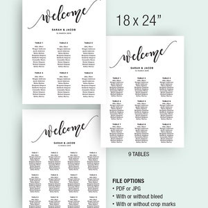 12 Editable Templates, Modern Seating Chart, Simple Table Plan Card, 4 ...
