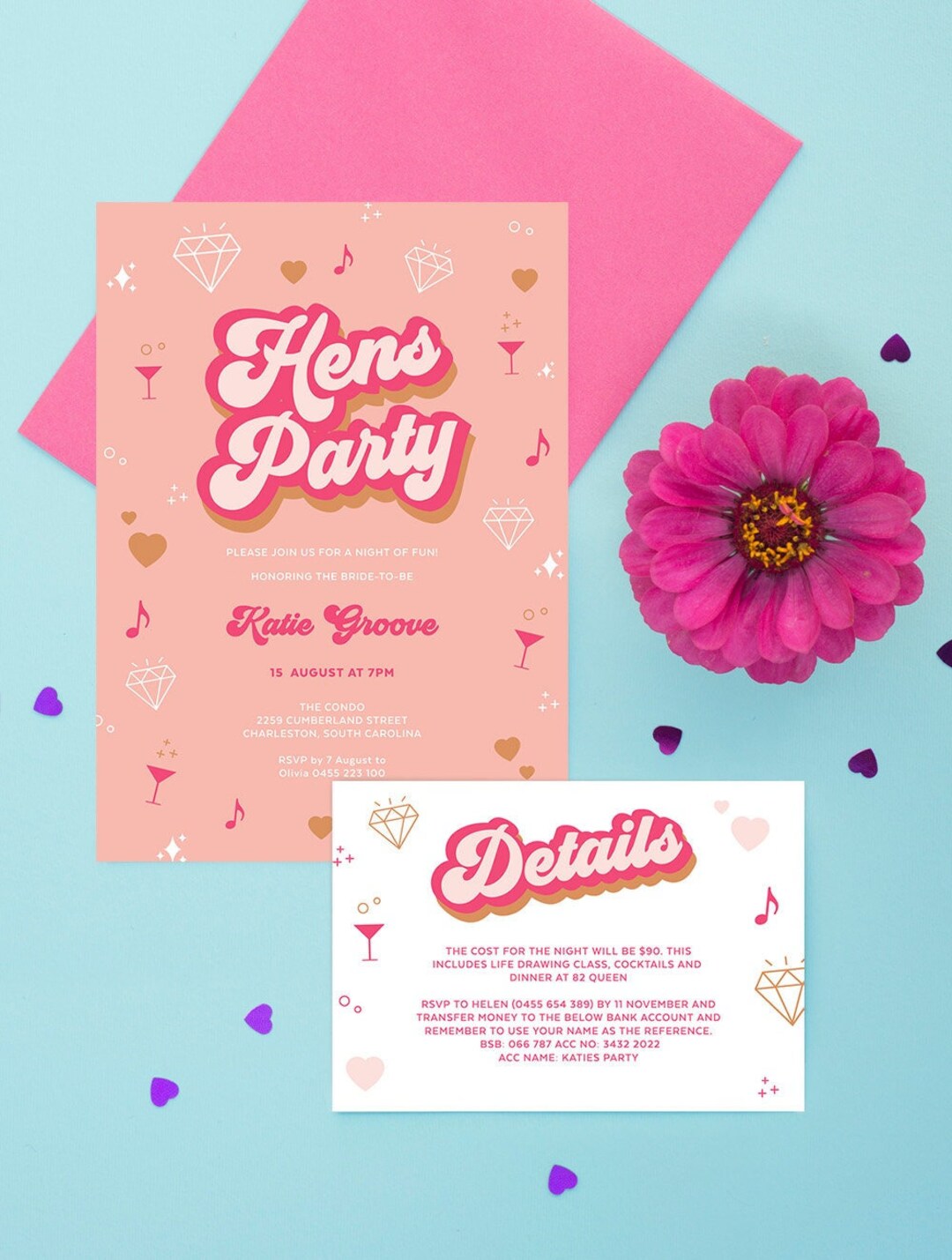 Groovy Hens Party Invitation Template, Boho, Festival Vibes Party ...