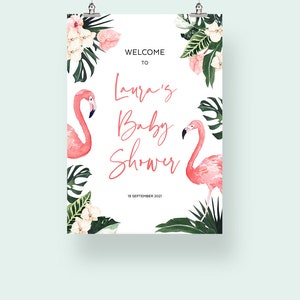 Flamingo Welcome Sign, Tropical Theme, Beach, Large Poster, Birthday ...