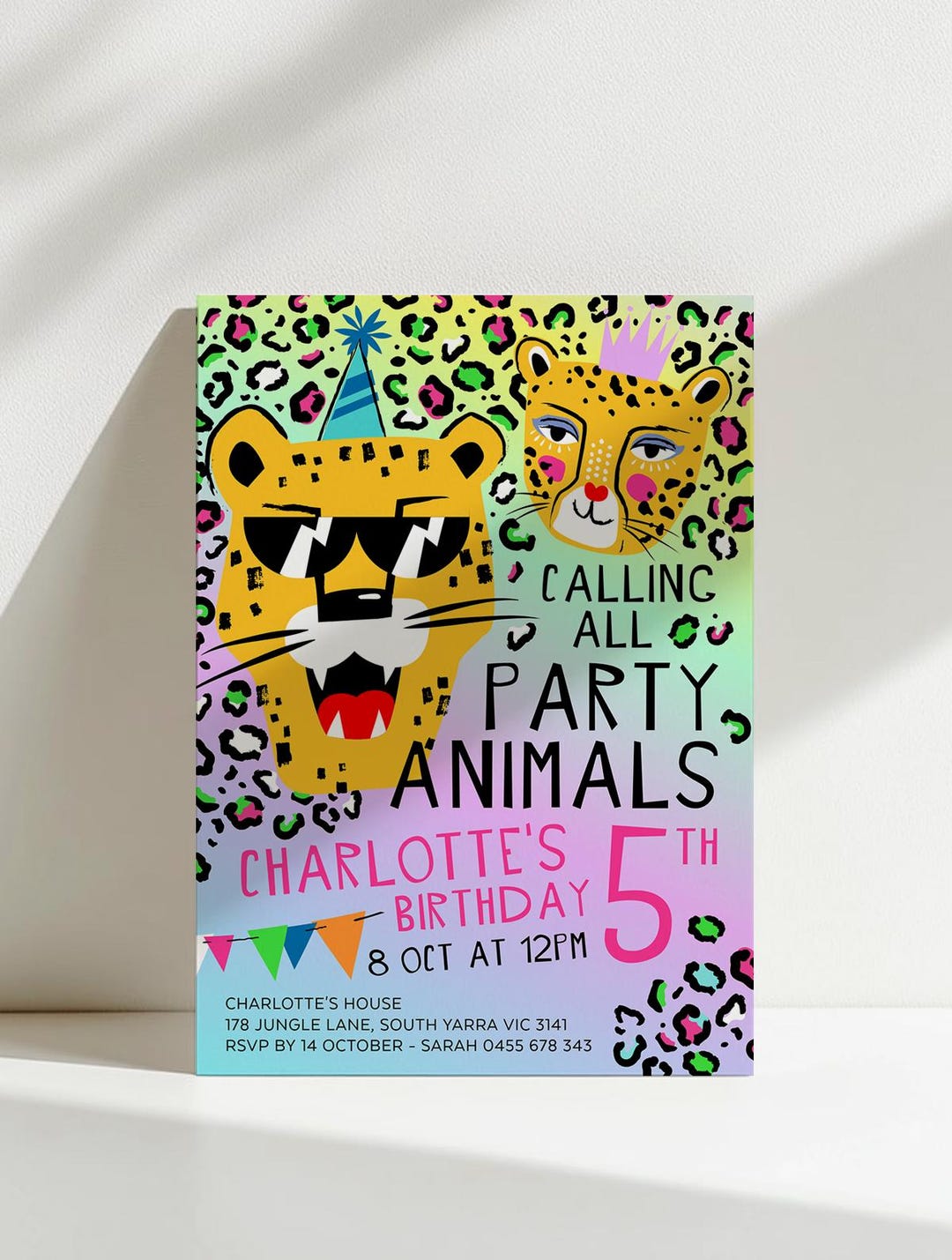 Party Animal Invite, Cheetah Invitation, Kids Birthday, Cheetah Print ...
