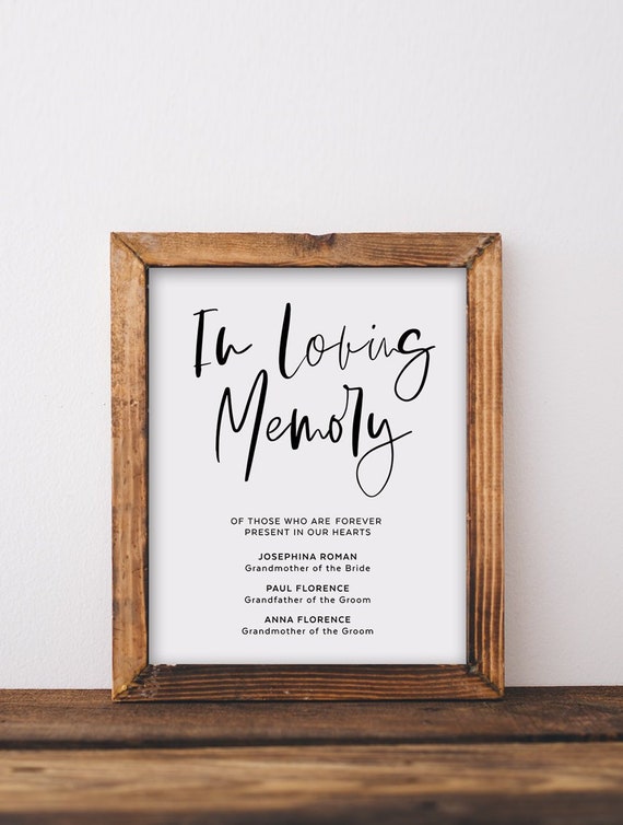 In Loving Memory Sign Printable Template Get 2 Sizes T004 | Etsy