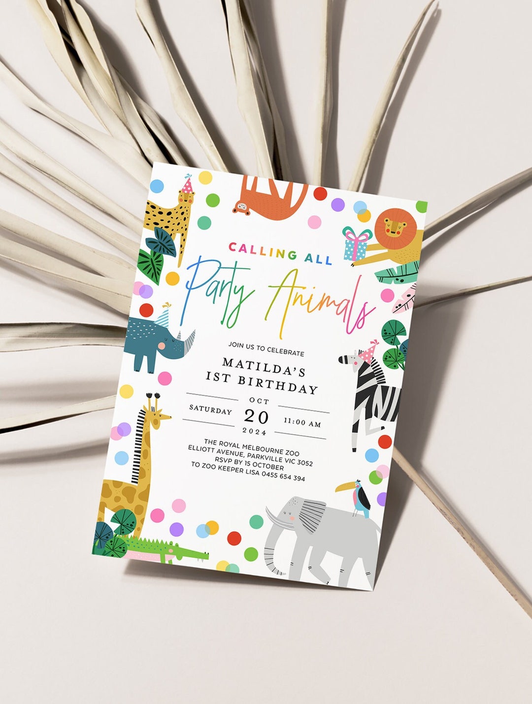 Calling All Party Animals Birthday Invitation, Jungle, Safari Animals ...