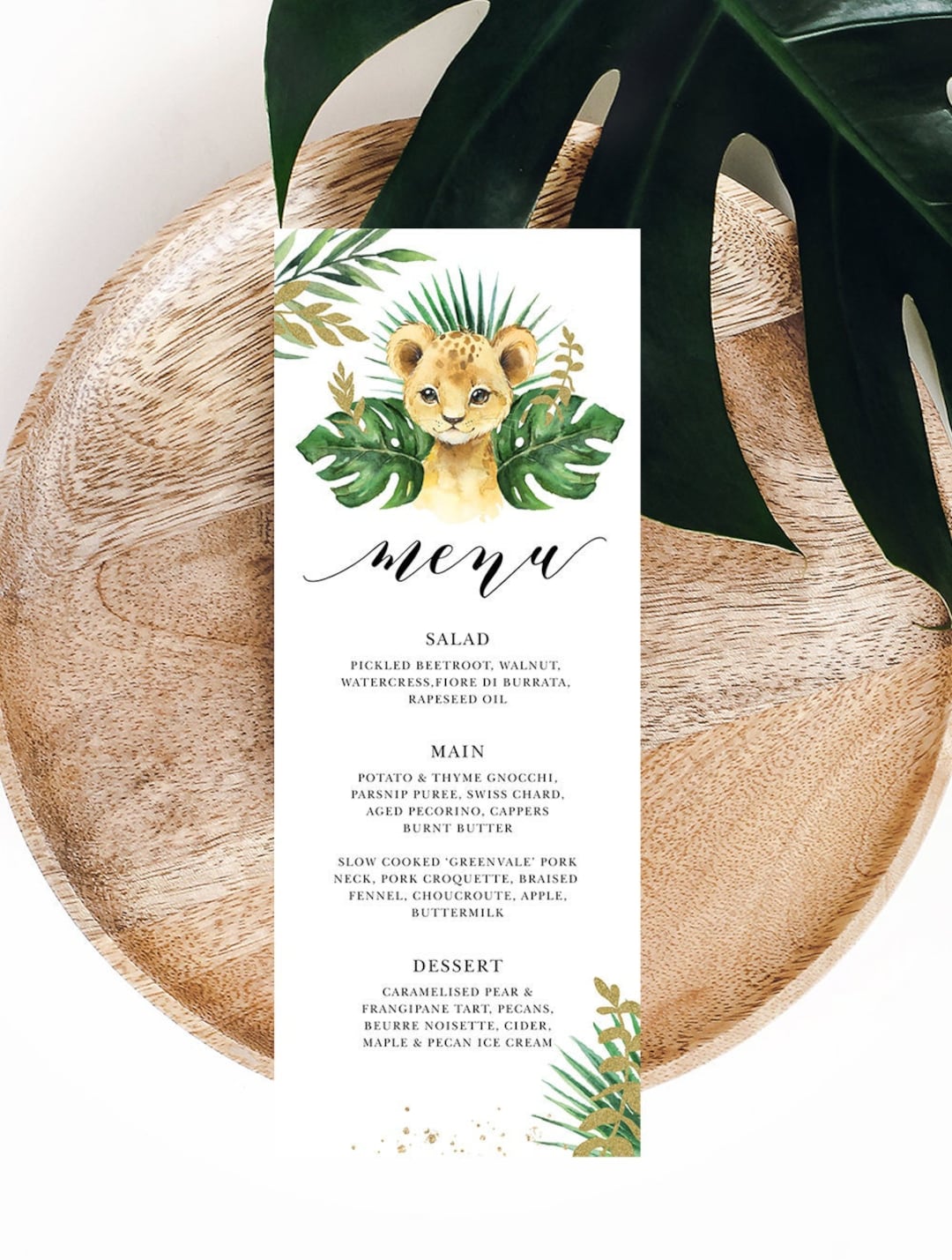 Menu Template, Lion King, Jungle Birthday, Safari, Zoo Animal Party ...