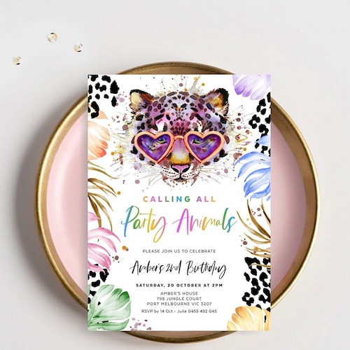 Calling All Party Animals Birthday Invitation Leopard Print - Etsy