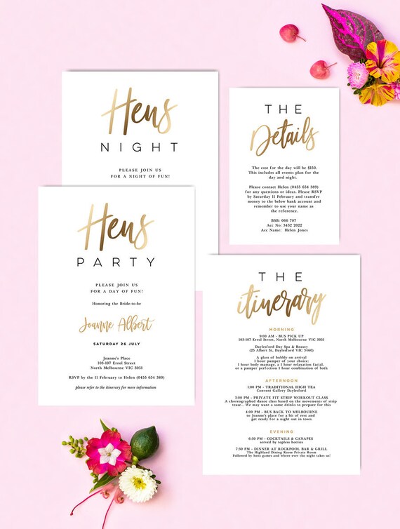 Hens Night Invitation Printable Weekend Schedule Itinerary | Etsy