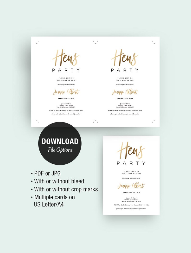 Hens Night Invitation Printable Weekend Schedule Itinerary - Etsy