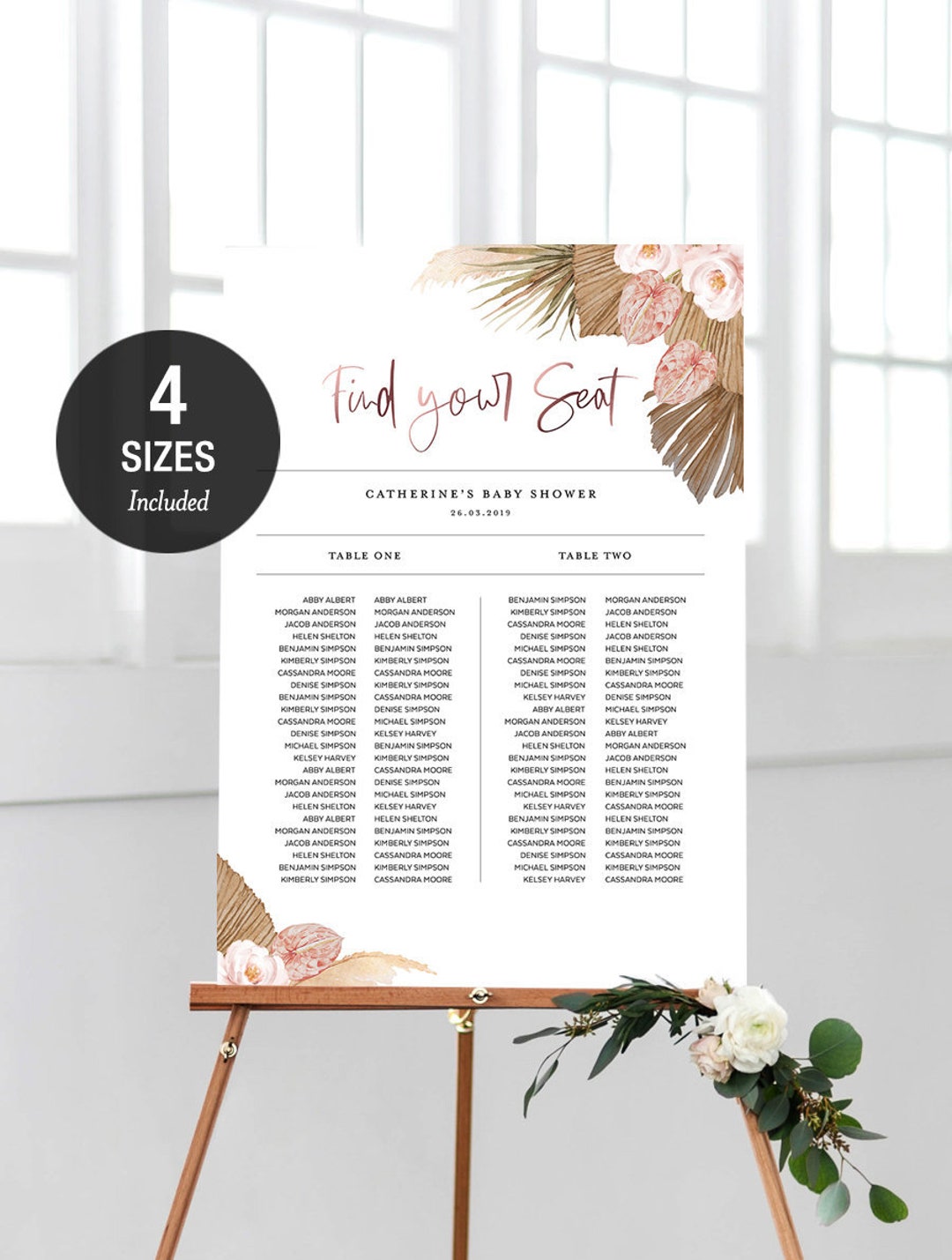 Seating Chart Long Tables, Large Banquet Plan, Portrait & Landscape ...