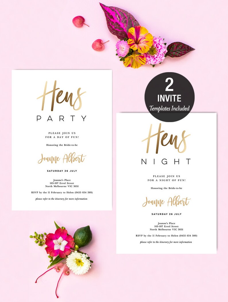 Hens Night Invitation Printable Weekend Schedule Itinerary - Etsy