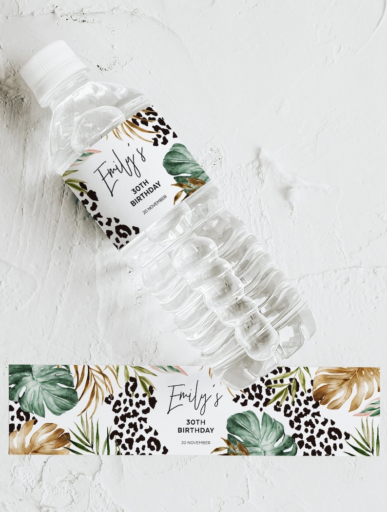 Water Bottle Label Wedding Birthday Party Decor Safari | Etsy