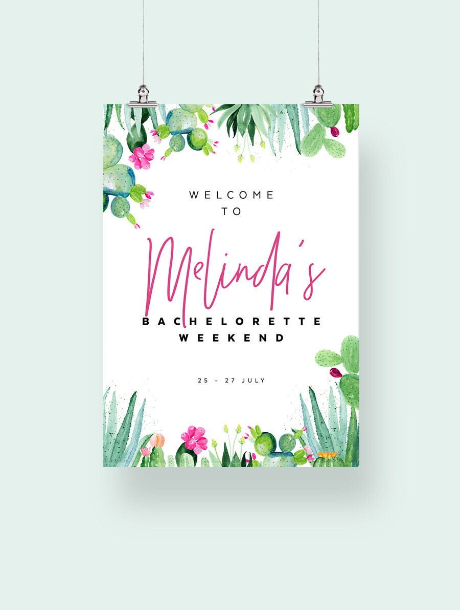 Welcome Sign Board Cactus Desert Theme Mexico Fiesta | Etsy