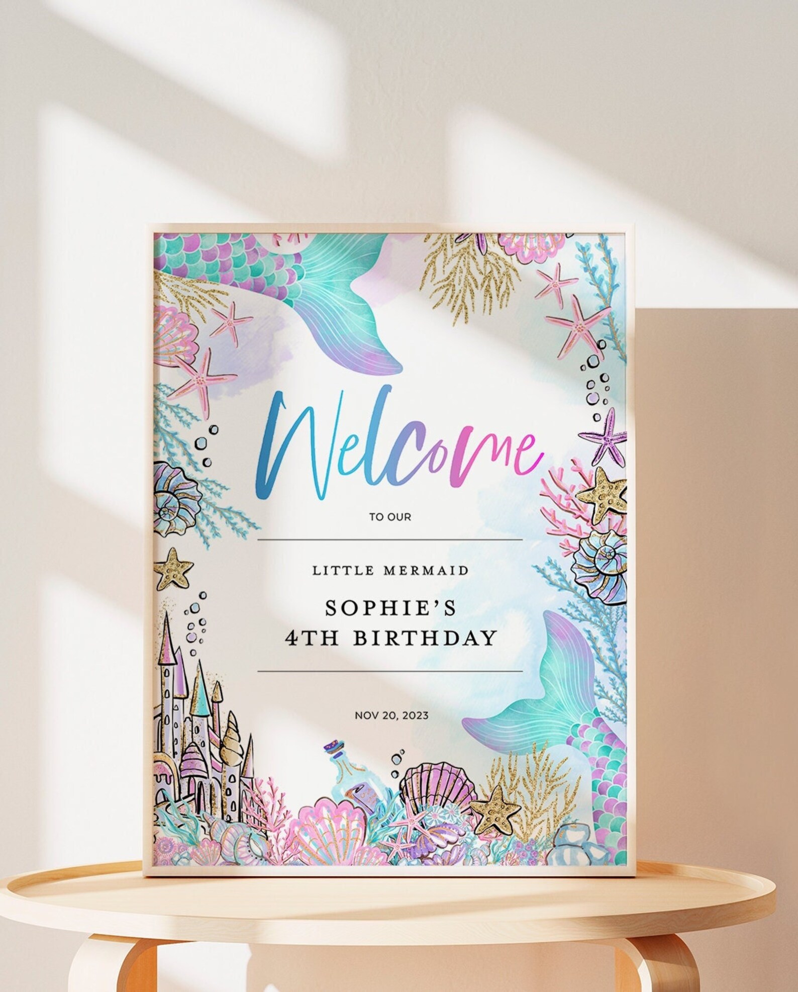 Splish Splash Welcome Board, Mermaid Birthday Sign, Under the Sea, Pool ...