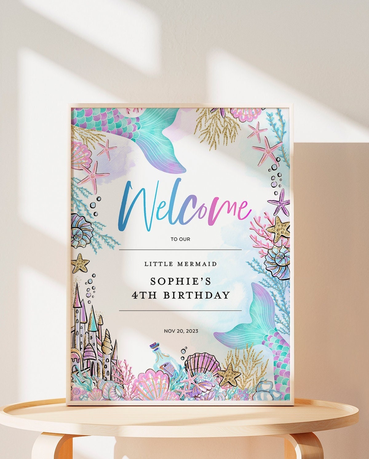 Splish Splash Welcome Board, Mermaid Birthday Sign, Under the Sea, Pool ...