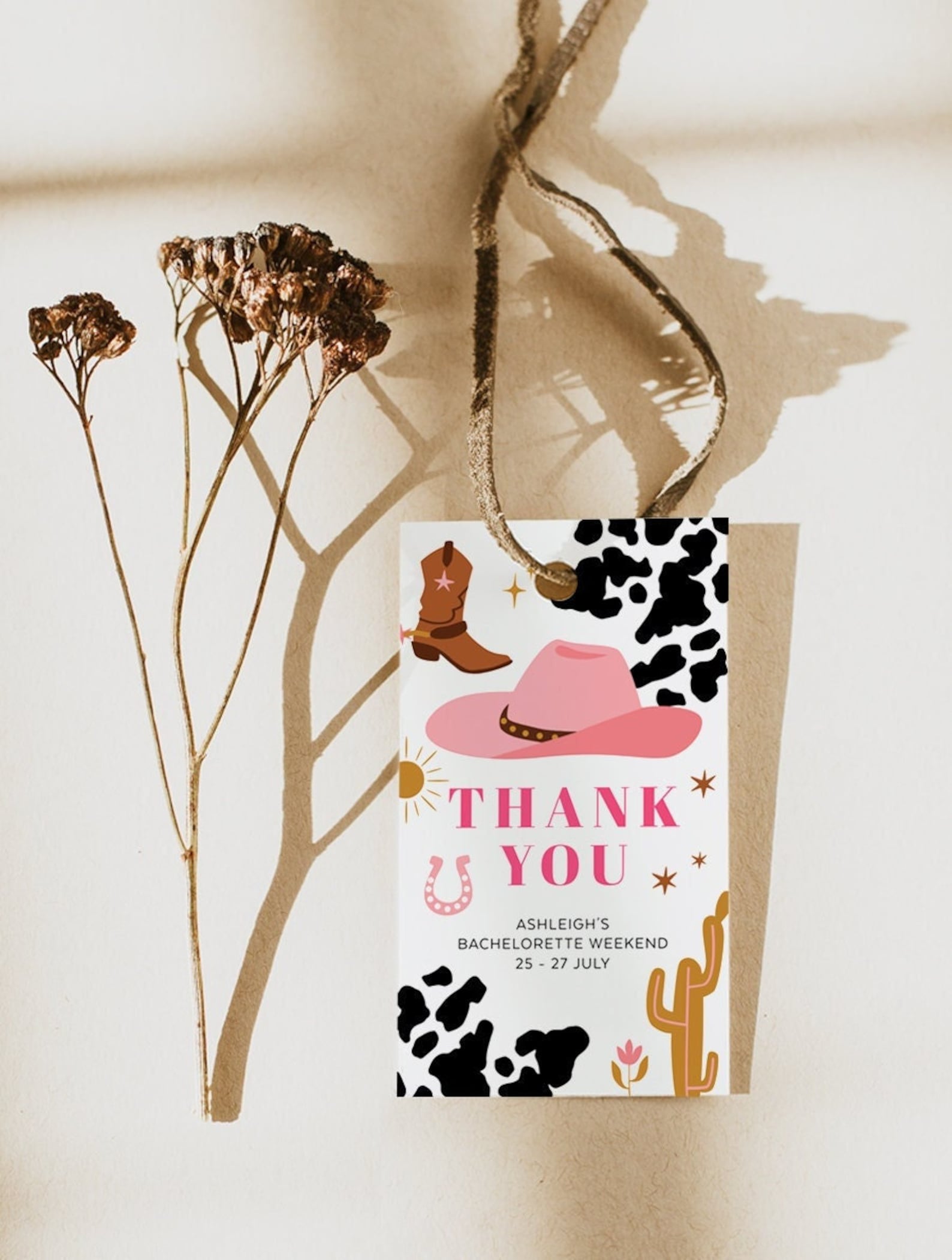 Cowboy Thank You Tags, Favor Gift Label, Western Theme, Cowboy Hat, Cow ...