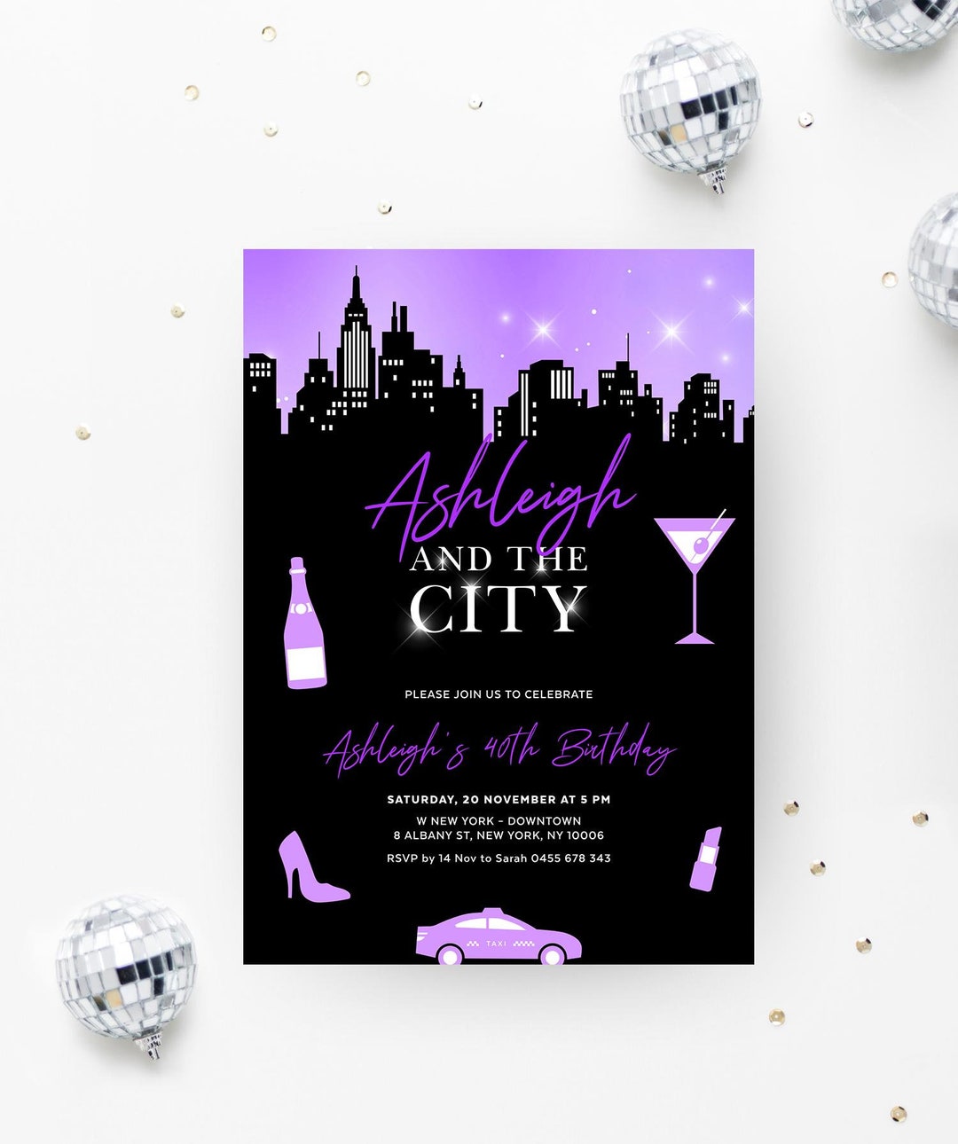 New York City Birthday Invitation Template, Girls Night Out in the Big ...