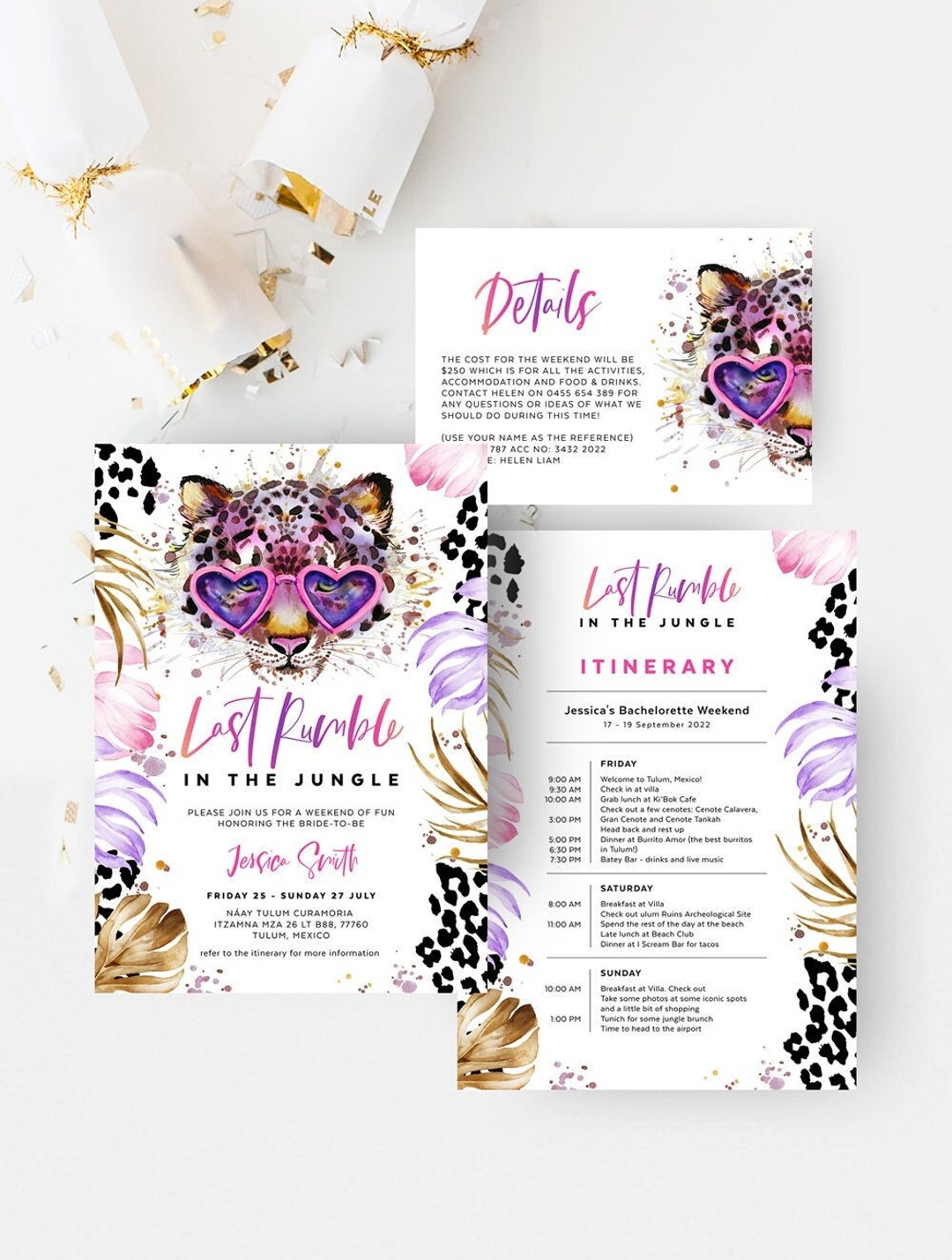 Last Rumble in the Jungle, Bachelorette Party Invitation, Travel ...