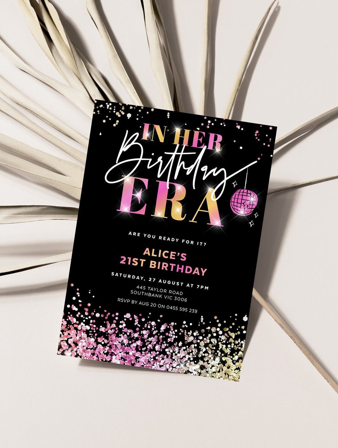Eras Birthday Party Invitation, End of an Era, Disco Ball, Holographic ...