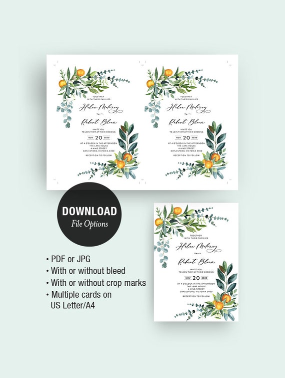 Orange Wedding Invitation Set Clementine Wedding Invitation Suite ...