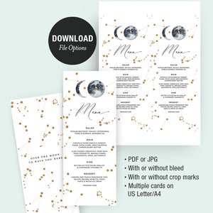 Dinner Menu Cards, Printable Template, Table Party Decoration Ideas ...