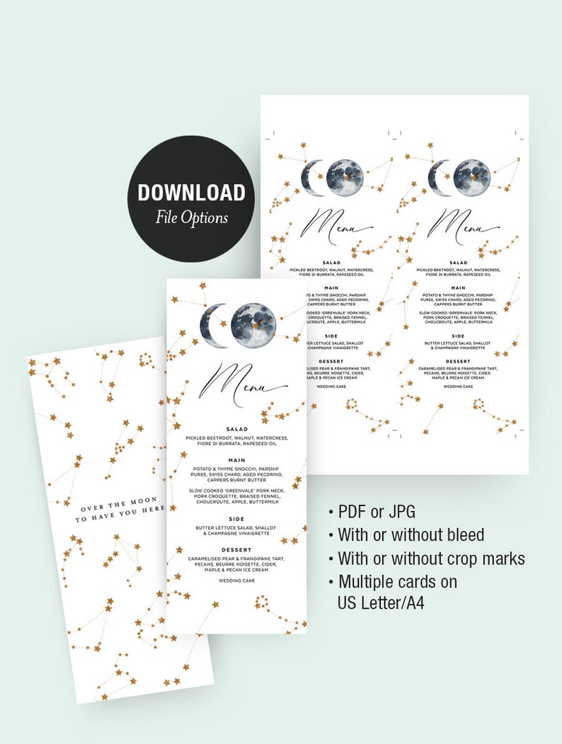 Dinner Menu Cards Printable Template Table Party Decoration - Etsy