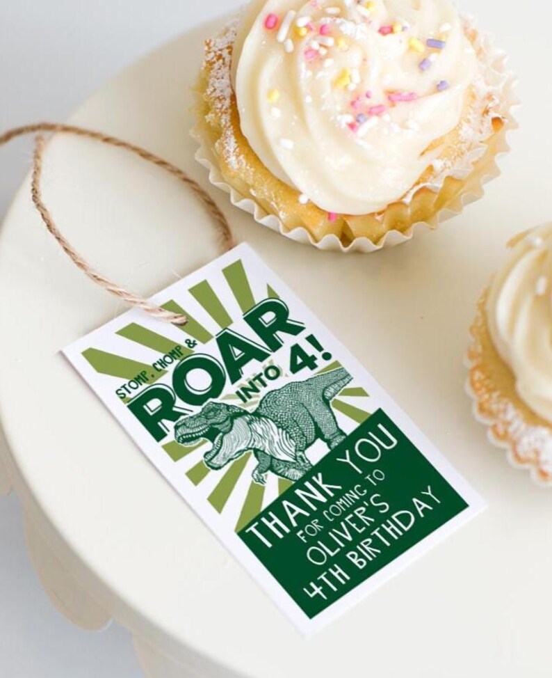 T-rex Thank You Tags, Favor Gift Label, Tyrannosaurus Rex Birthday ...