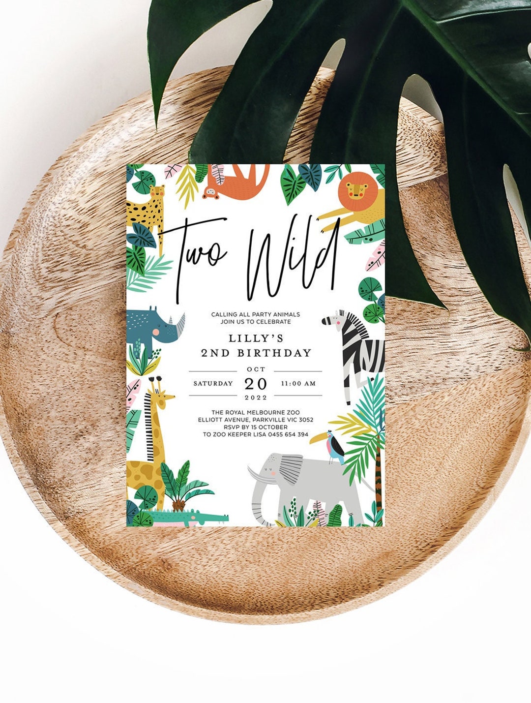 Two Wild Birthday Invitation, 2nd Bday Invite, Jungle Theme, Safari ...