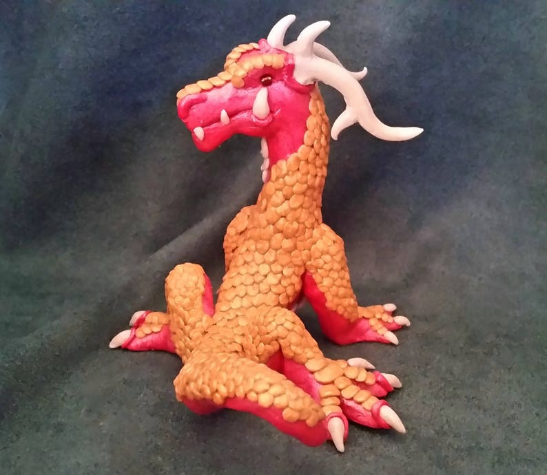 OOAK Red and Gold Eastern Dragon Figurine - Etsy