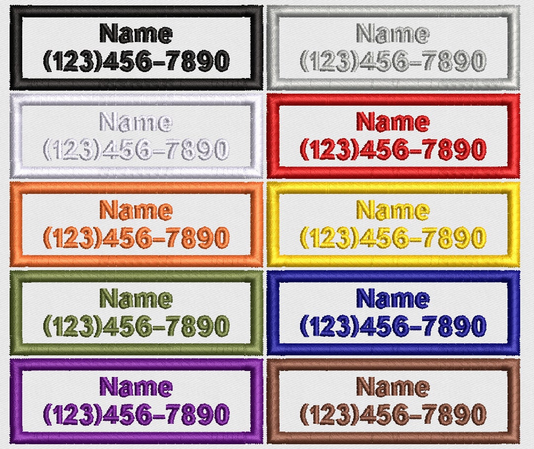 Custom Pet ID Patch (1"x3") Name & Number NEW COLOURS! - Etsy