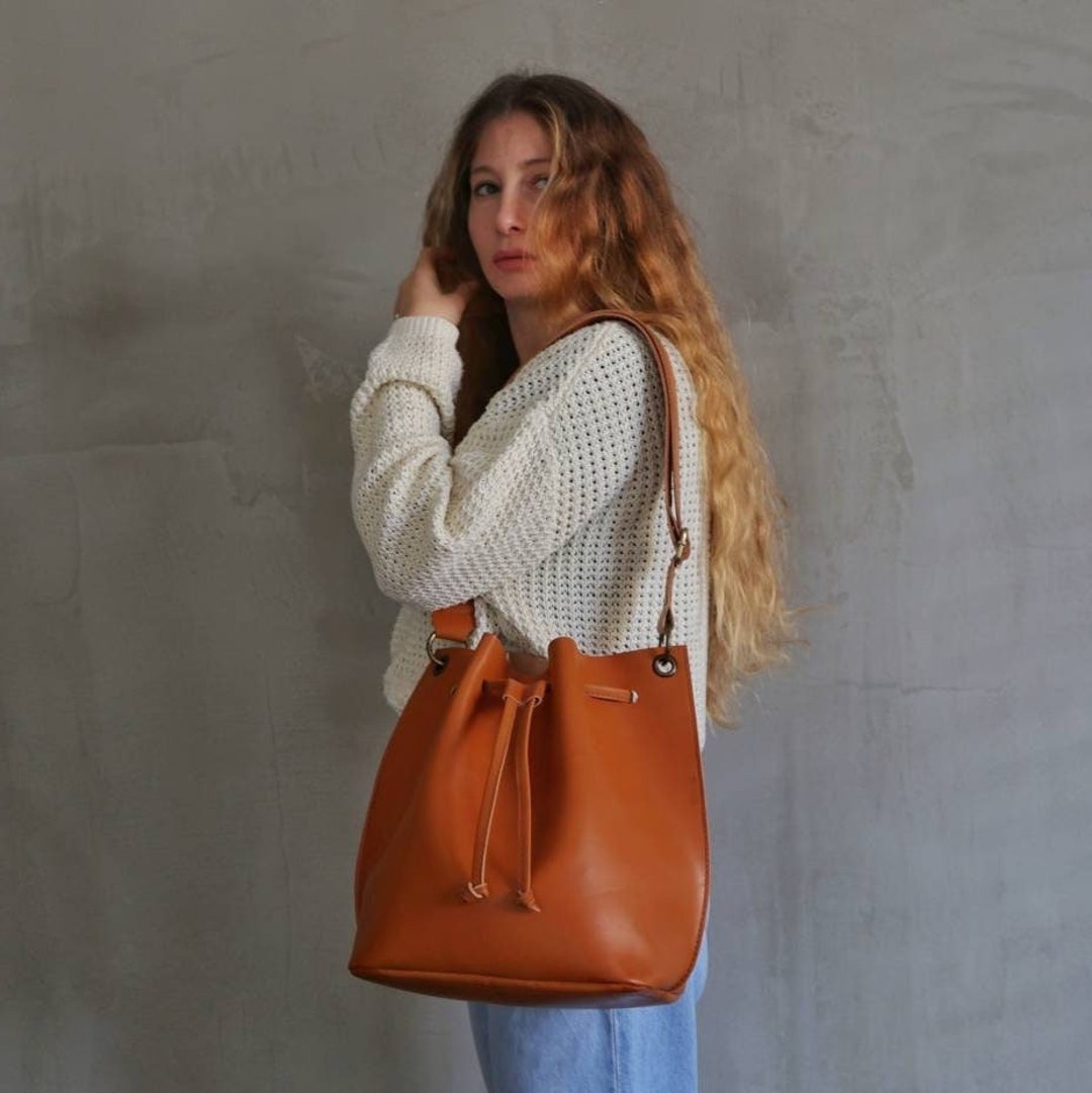 Bucket Hobo Bag,leather Drawstring Pouch,women Vegan Purse,crossbody ...