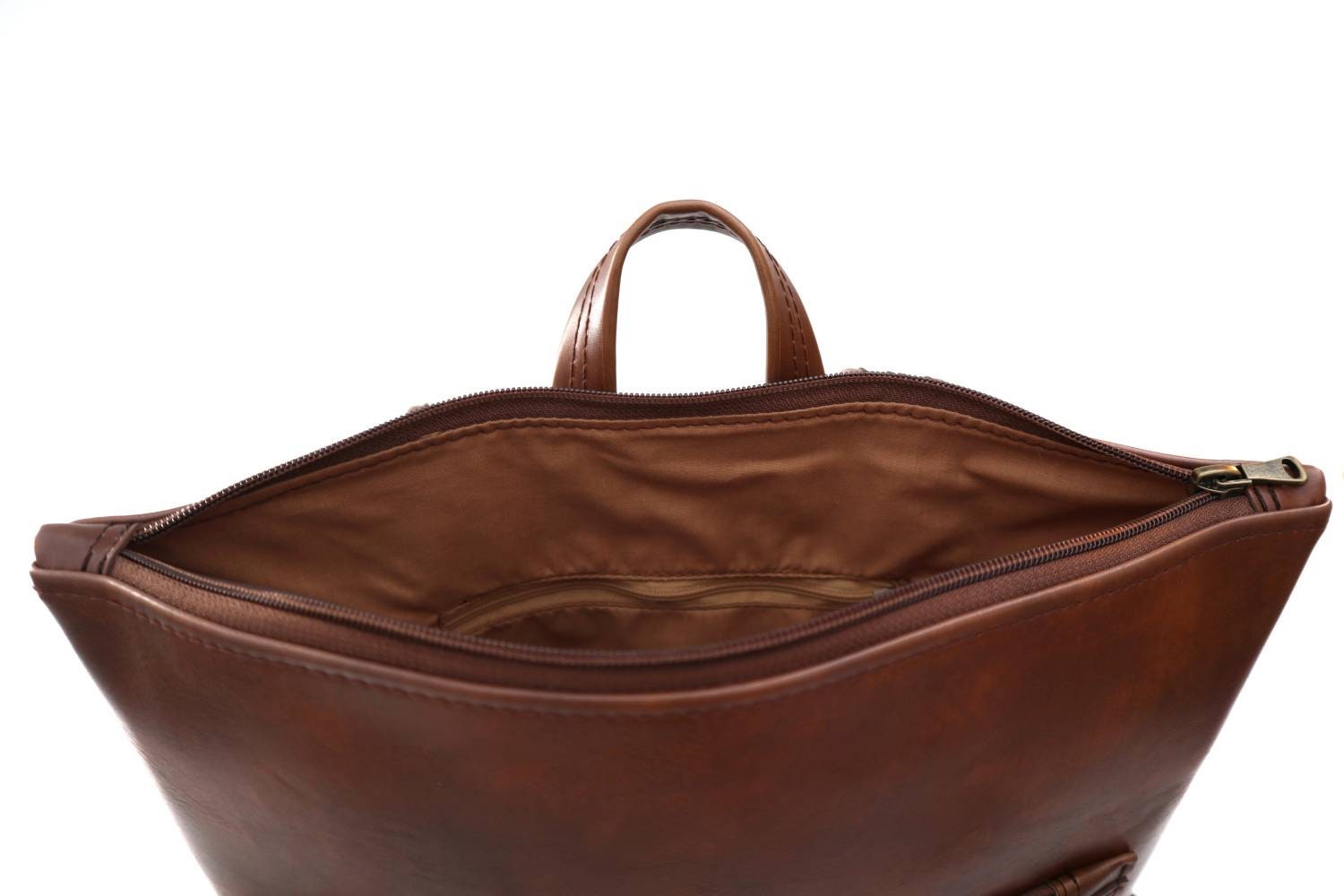 Brown Leather Backpackvegan Leather Laptop Rucksackbrown - Etsy