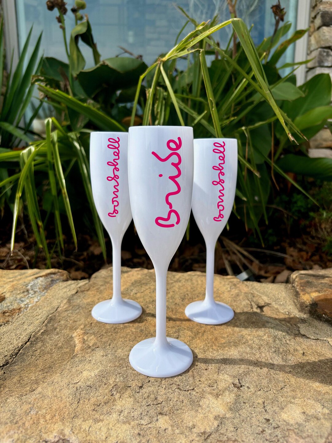 Island Champagne Flutes - Personalized Acrylic Flute Gift Bridesmaid ...