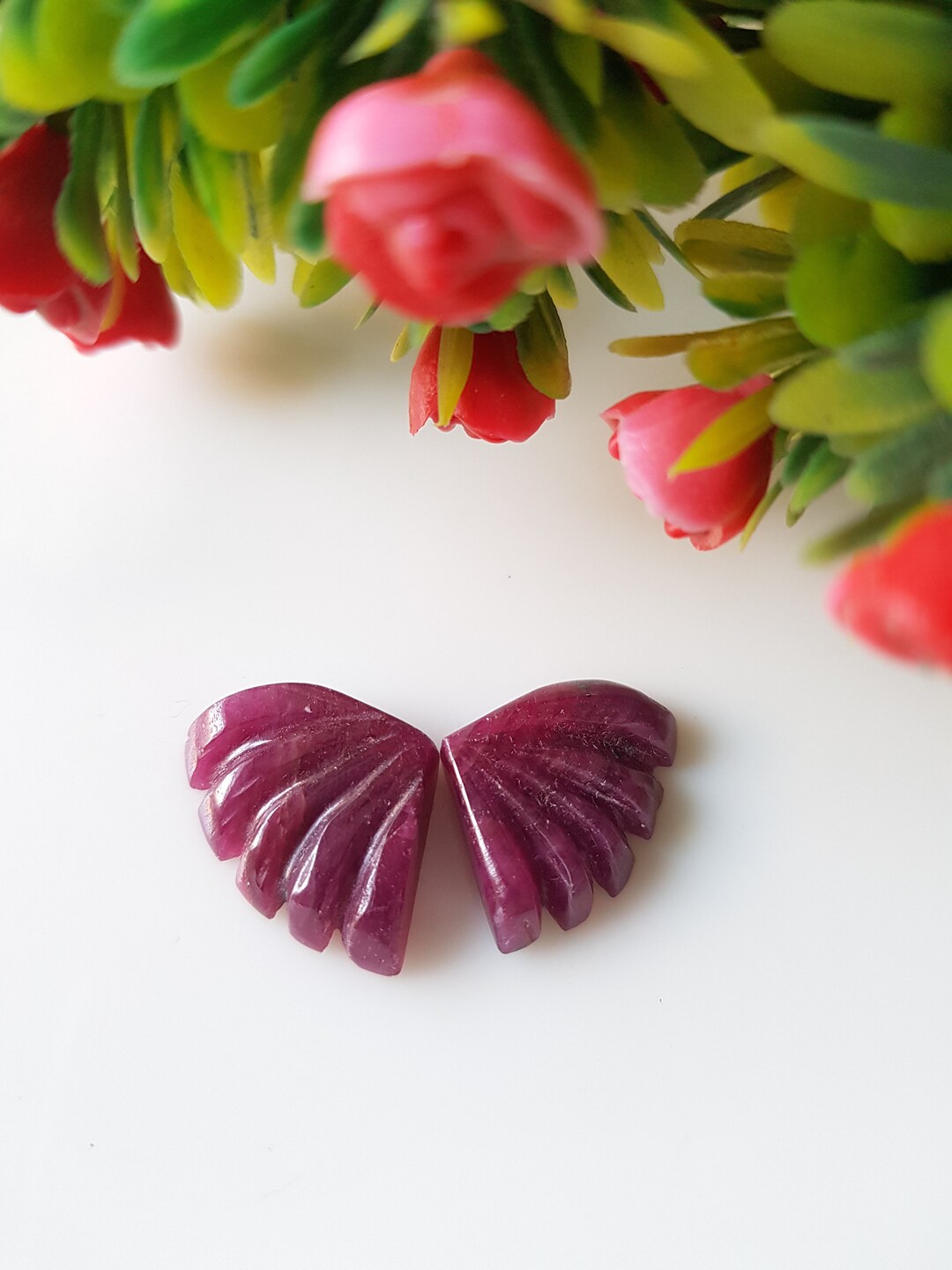Ruby Carvings, Ruby Carving Pair, 100% Natural Ruby, Indian Mines Ruby ...