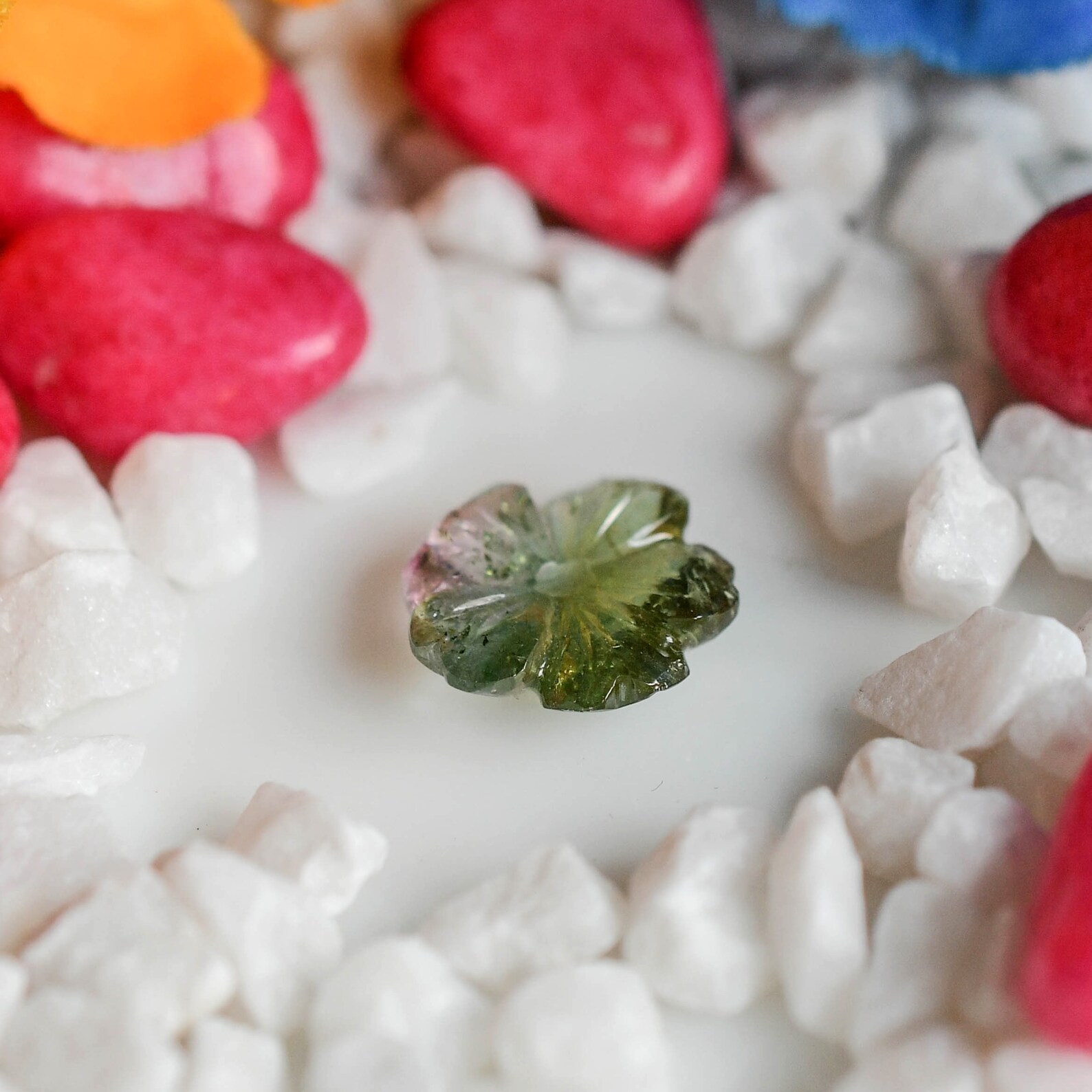 Tourmaline Carved Flower, Bi-color Tourmaline Flower for Any Jewelry ...