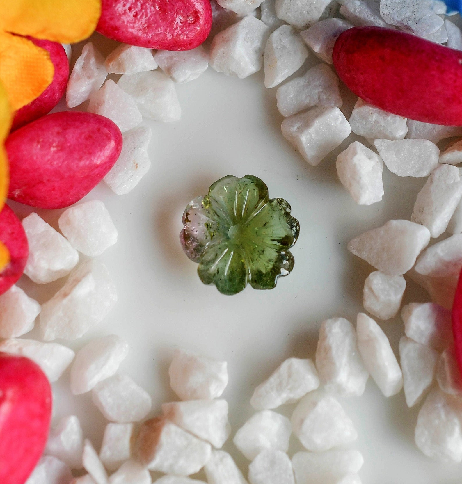 Tourmaline Carved Flower, Bi-color Tourmaline Flower for Any Jewelry ...