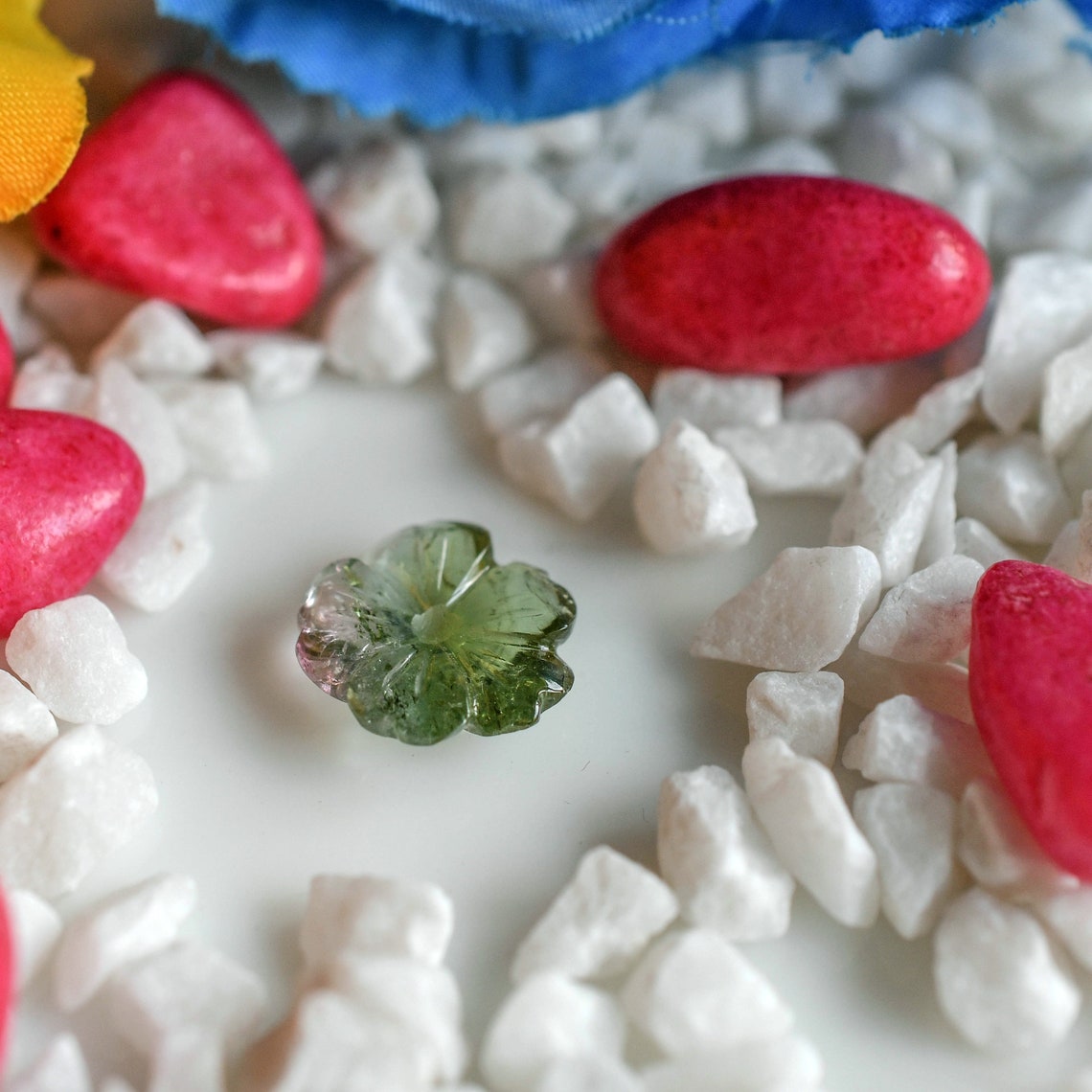 Tourmaline Carved Flower, Bi-color Tourmaline Flower for Any Jewelry ...