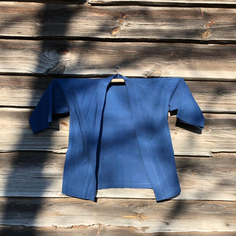 Indigo Kasuri Cotton Kimono Jacket: Japanese Haori Noragi - Etsy