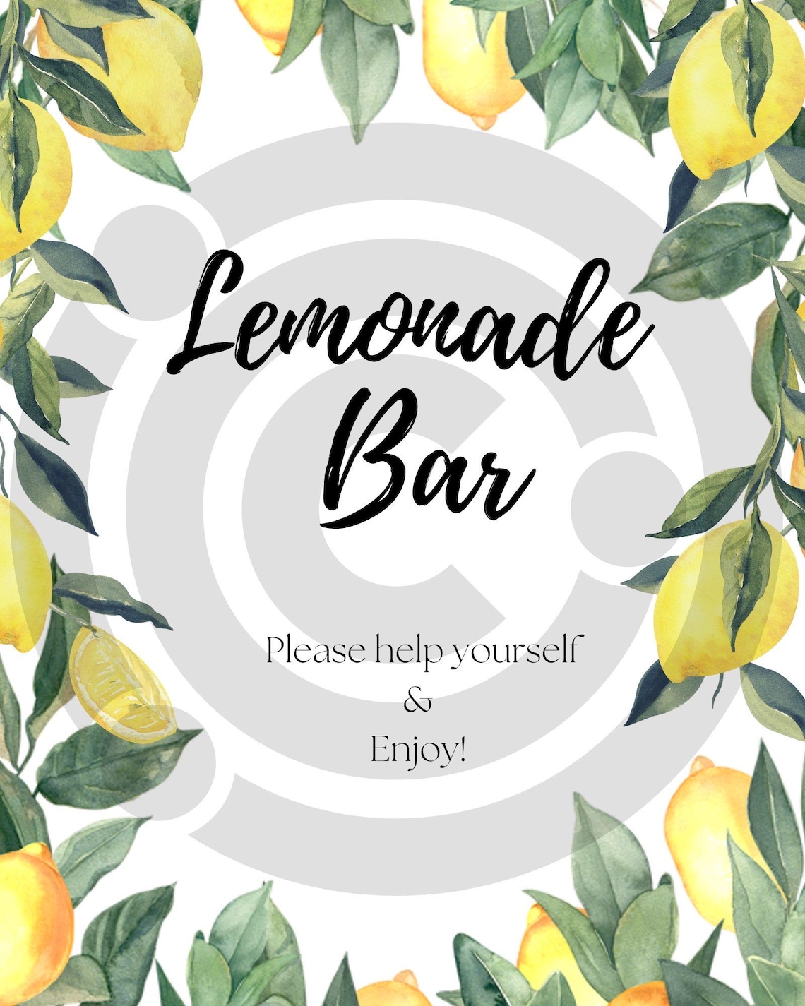 Lemonade Bar Party Sign Printable 8x10 - Etsy
