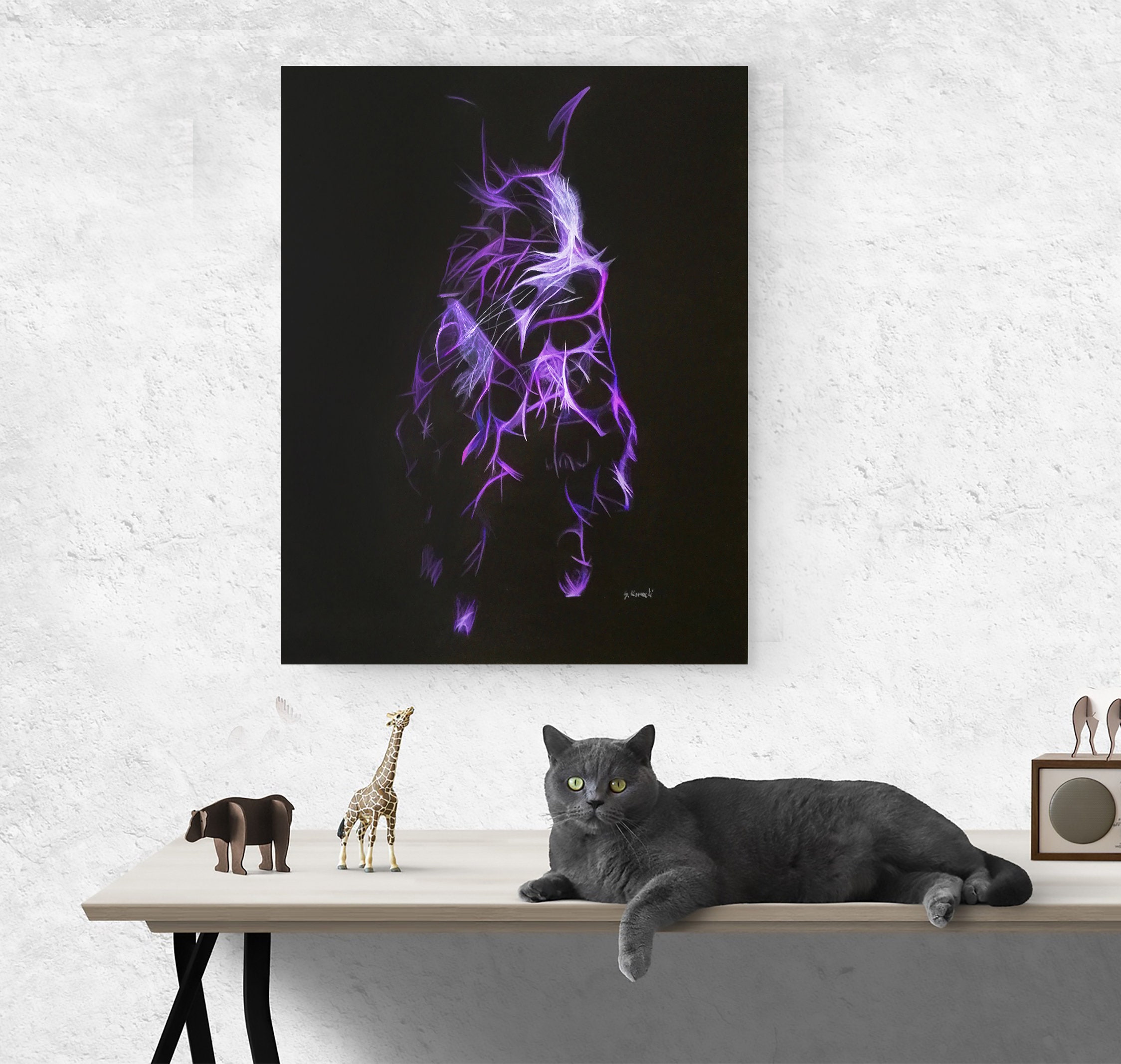 Rabbit Cute Love Print Portrait Fractal Modern Spiritual Style | Etsy