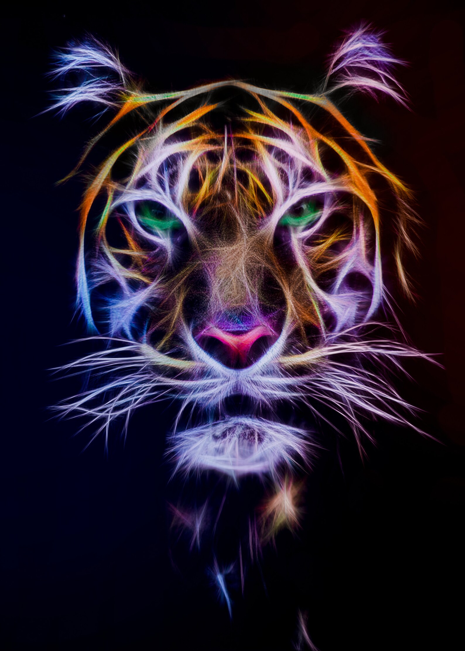 Cyber Tiger Print Portrait Fractal Modern Spiritual Style by | Etsy