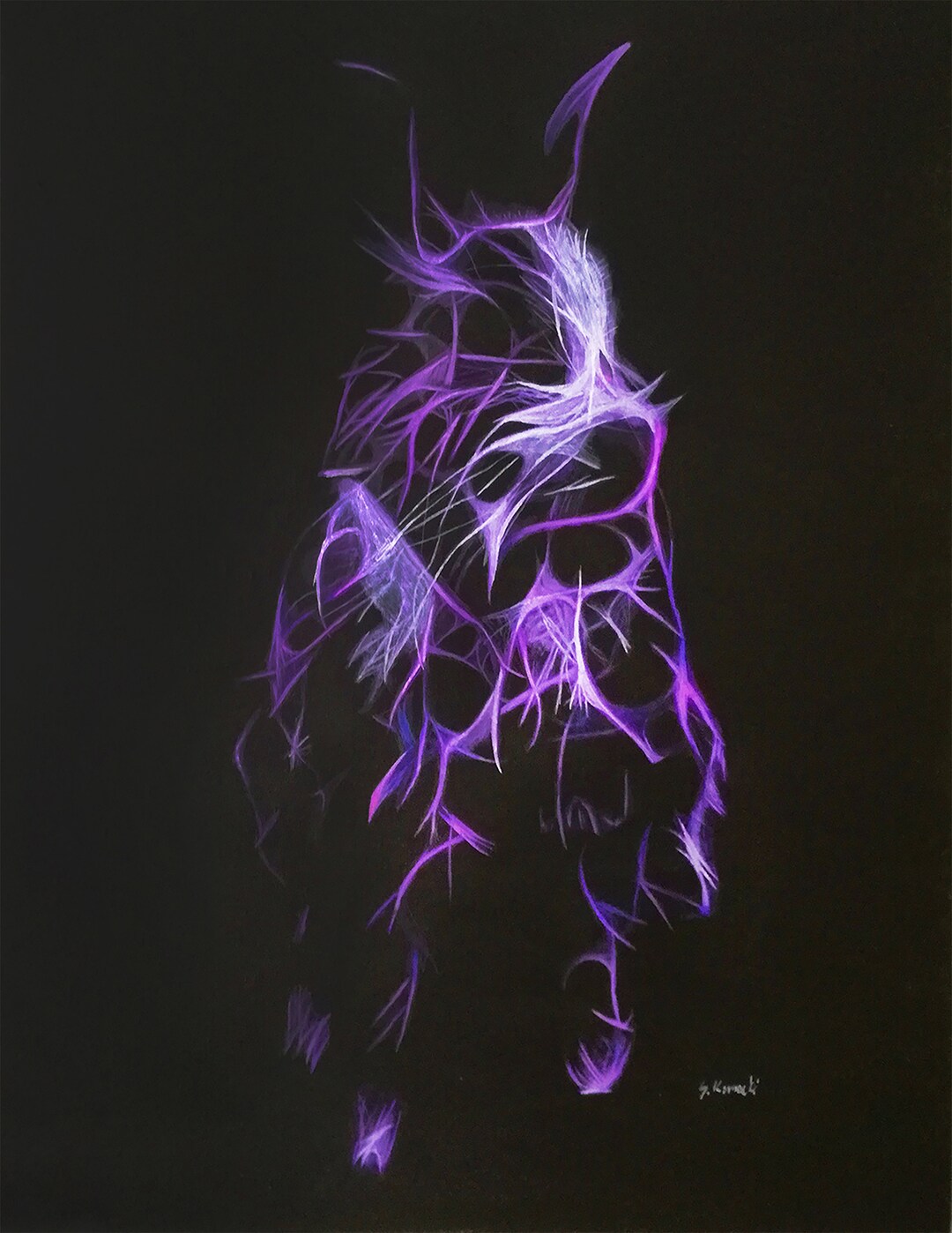 Rabbit Cute Love Print Portrait Fractal Modern Spiritual Style by ...